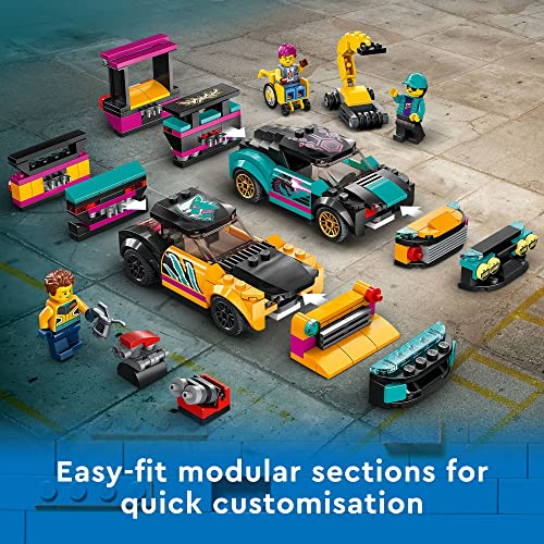 LEGO City Custom Car Garage 60389, Toy Set with 2 Customizable Cars ...