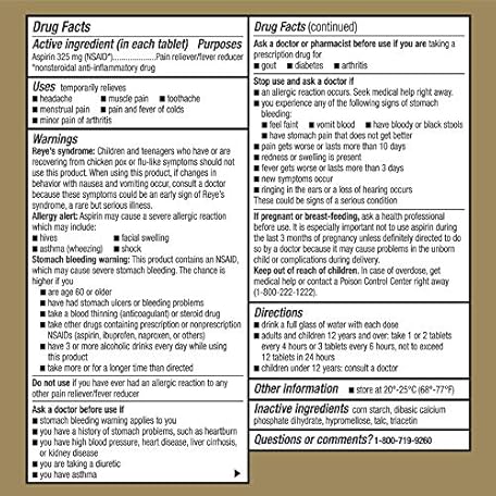 Mua Good Sense Aspirin Pain Reliever Fever Reducer NSAID 325 mg Coated ...