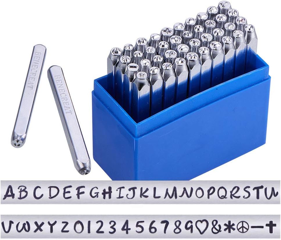 BENECREAT 42PCS 1/8"3 mm Timbro in Metallo con Lettere e Numeri ...