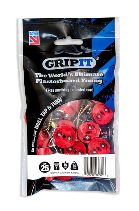 Gripit - Red/18mm - Pack of 25: Amazon.co.uk: DIY & Tools