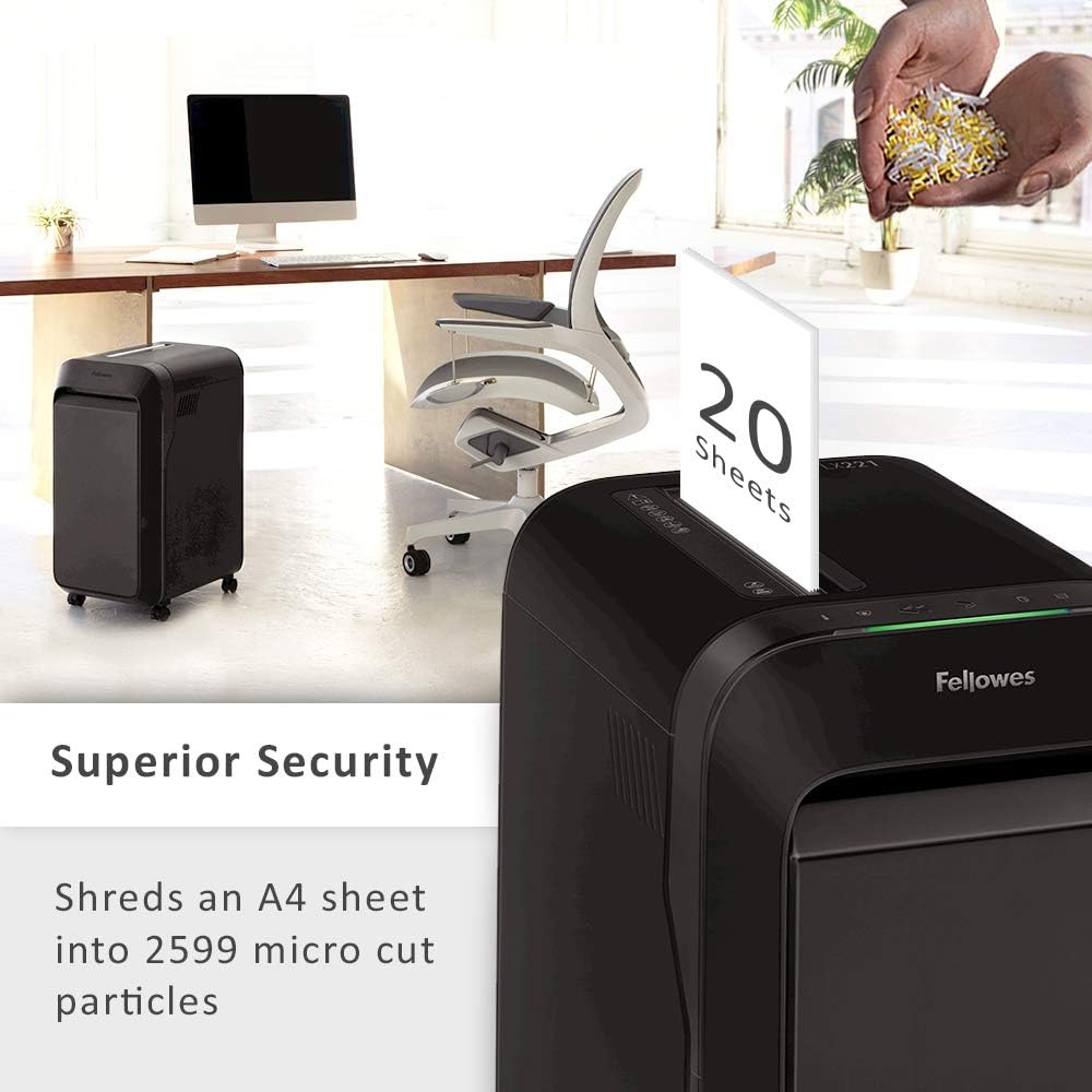 Fellowes Powershred LX221 Paper Shredder, 20 Sheet Micro-Cut Shredder for The Small/Home Office ...
