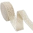 Amazon.com: Beige Lace Ribbon 12 Yards Cotton Sewing Lace Trim Crochet ...