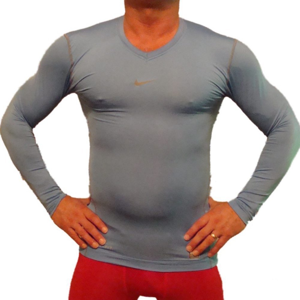 Nike Pro Combat Dri Fit Compression Baselayer/Top, Light Blue, 362705 ...