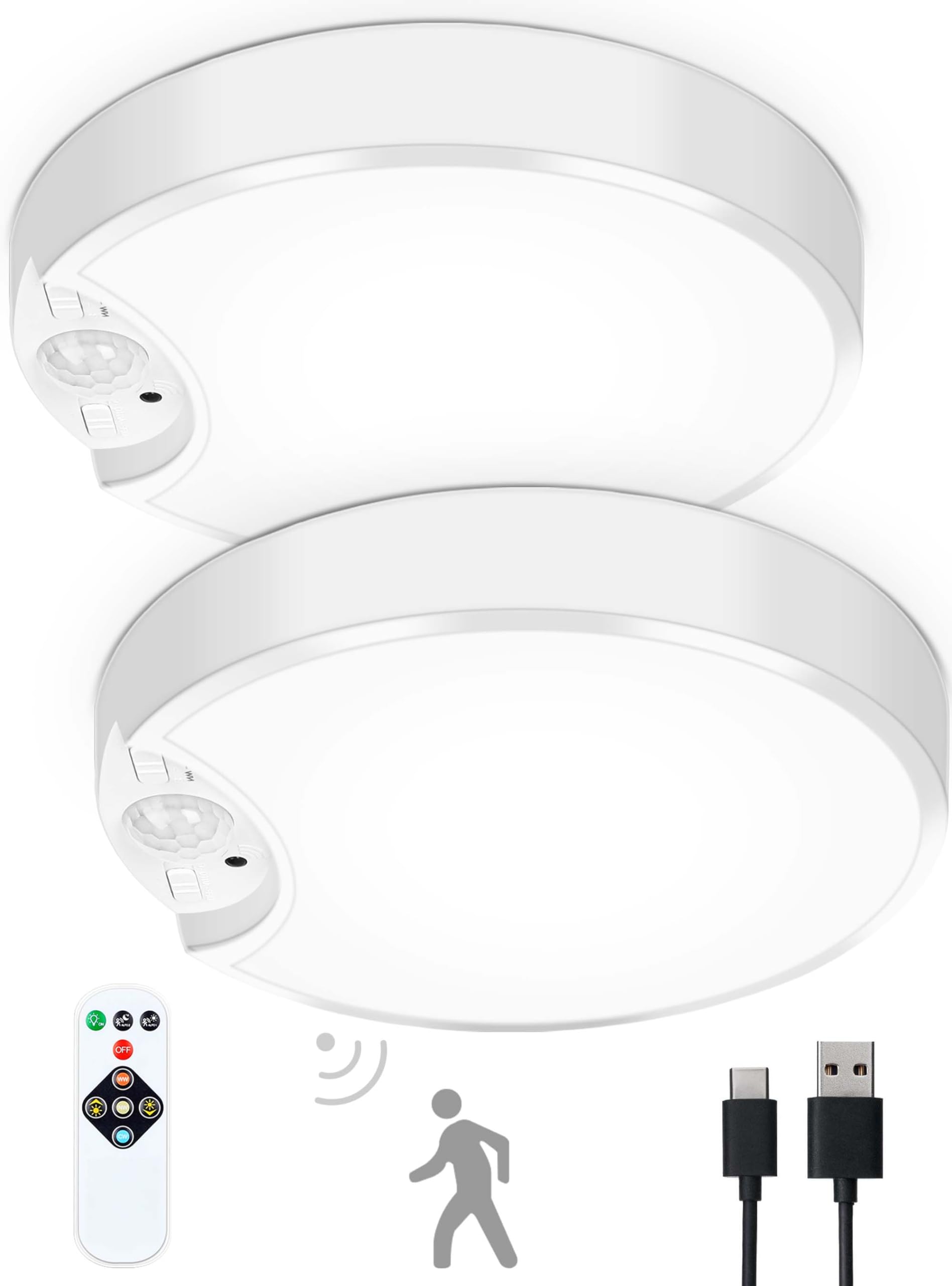 Mua Motion Sensor Ceiling Light, 2 Pack Rechargeable Battery Powered ...