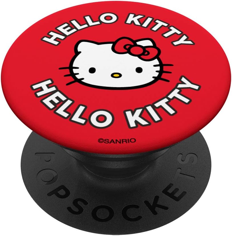 Amazon.com: Hello Kitty Classic Logo Red PopSockets PopGrip: Swappable ...