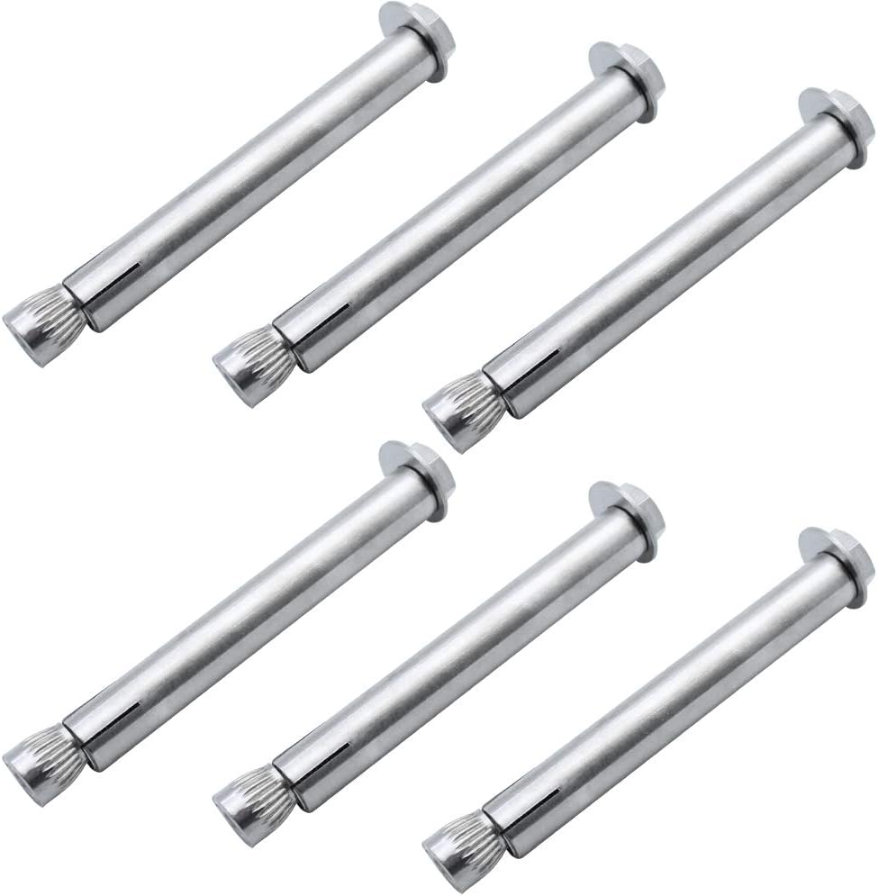 JaneYi (6 Pack) Expansion Screw Bolts M6 x 80mm 304 Stainless Steel ...