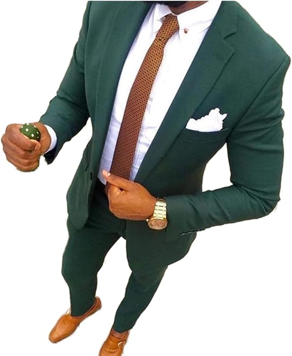 who-care 2021 Verde Oscuro Hombres Trajes para la Boda 2Piezas ...