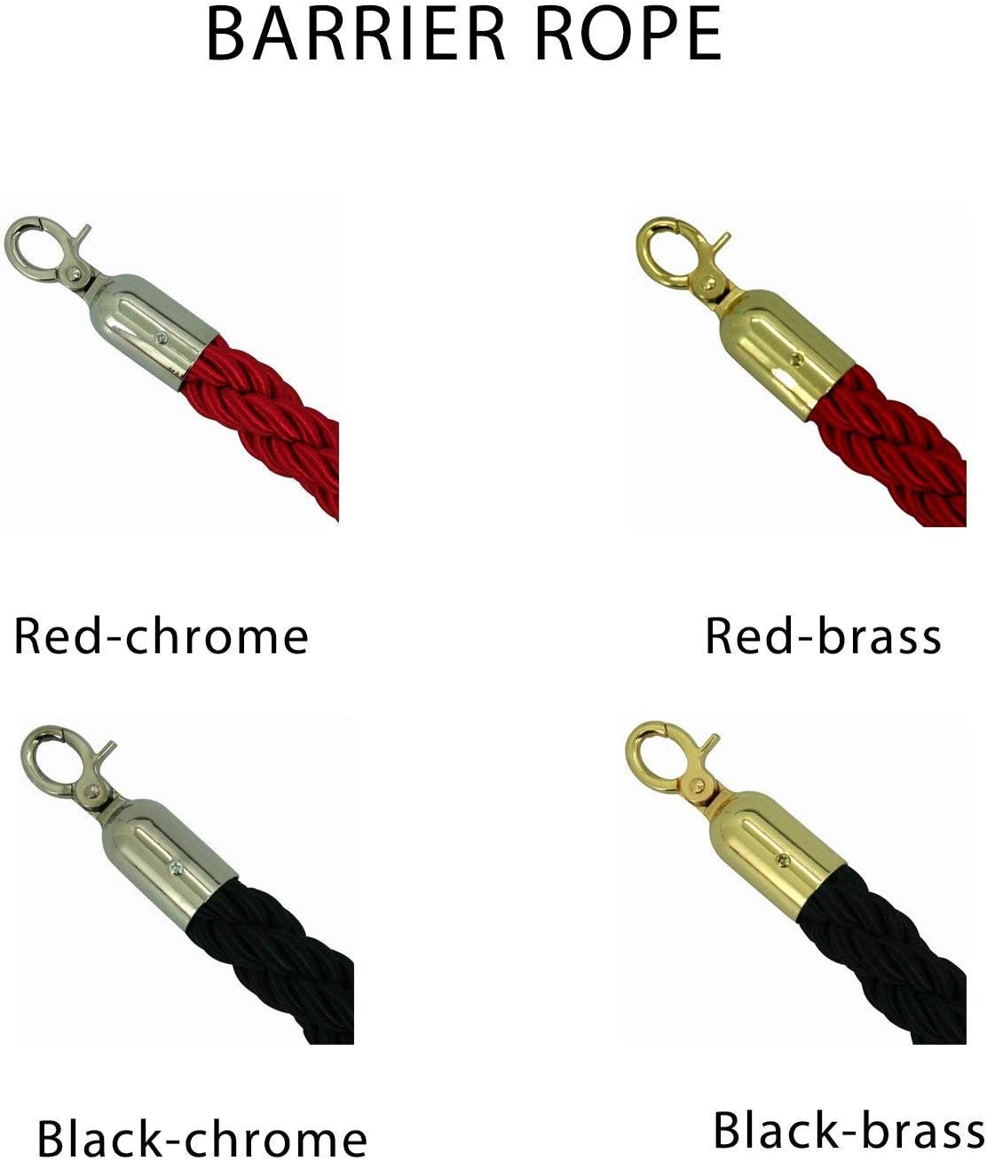 1.5m Twisted Barrier Rope Red/Chrome,Divider Crowd Control Stanchion ...