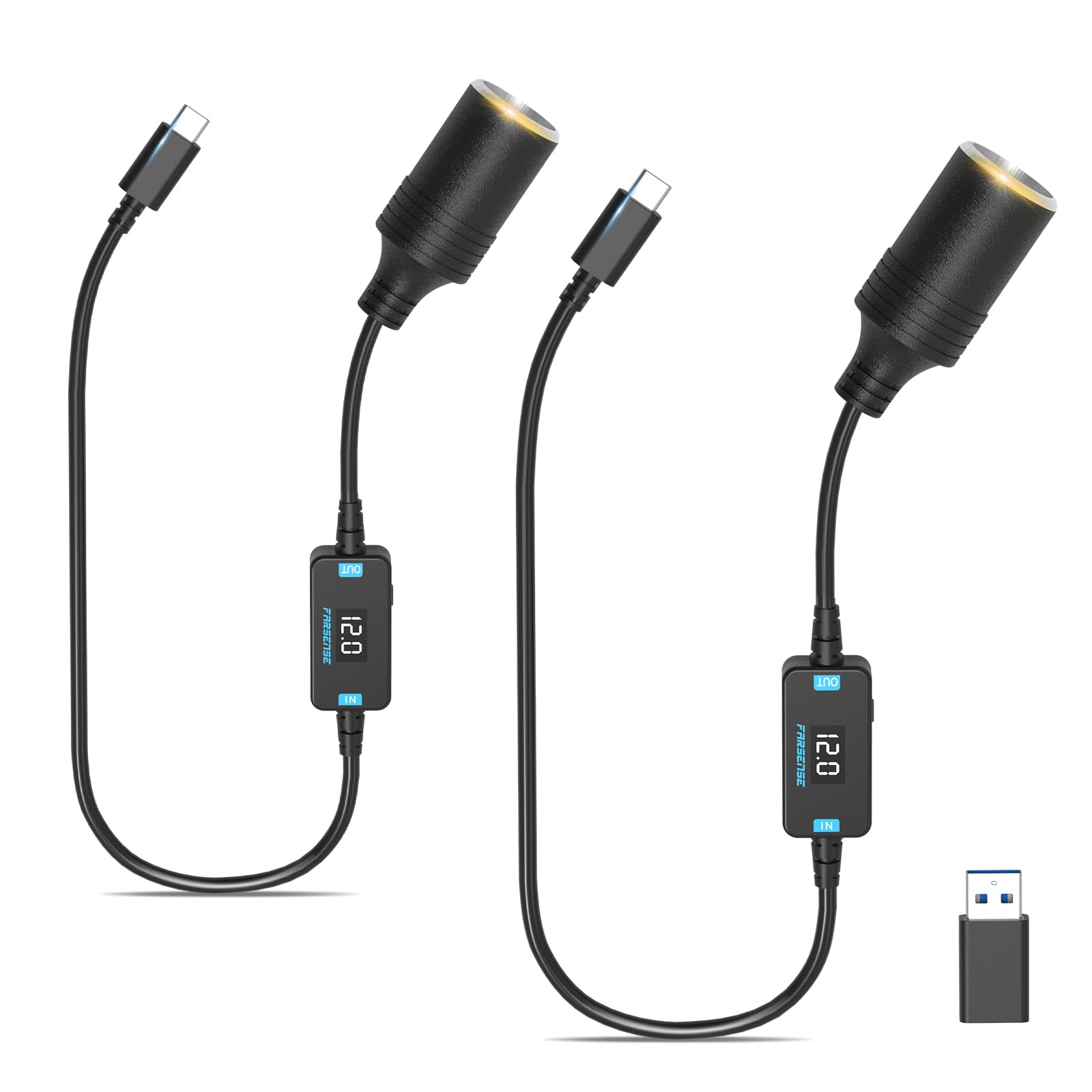 FARSENSE USB C to 12V Cigarette Lighter Adapter-USB C to 12V Adapter ...