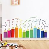 Amazon.com: Whaline 8 Sheets Colorful Pencils Wall Decals Waterproof ...