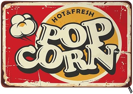 Amazon.com: Swono Hot and Fresh Popcorn Tin Signs,Retro Popcorn Sign ...