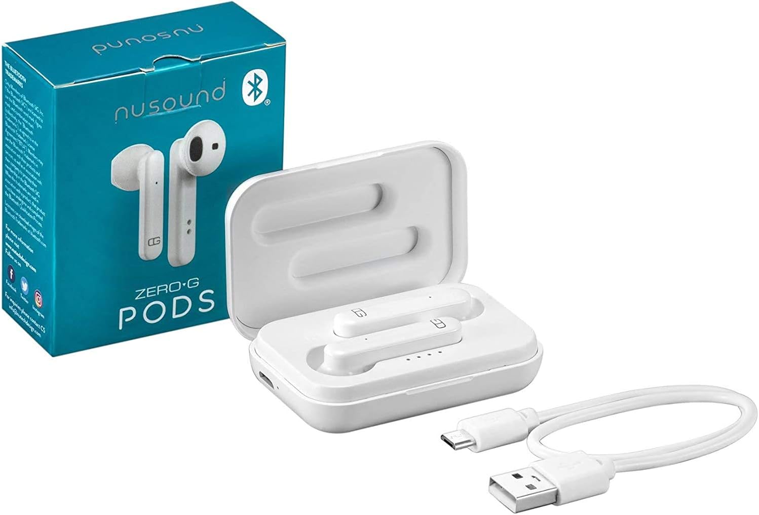 NuSound Acoustics Zero G In-Ear True Wireless Earbuds White – ZG0001 ...