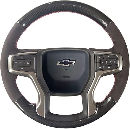 Black Suede Leather & Carbon Fiber Interior Accessories Steering Wheel ...