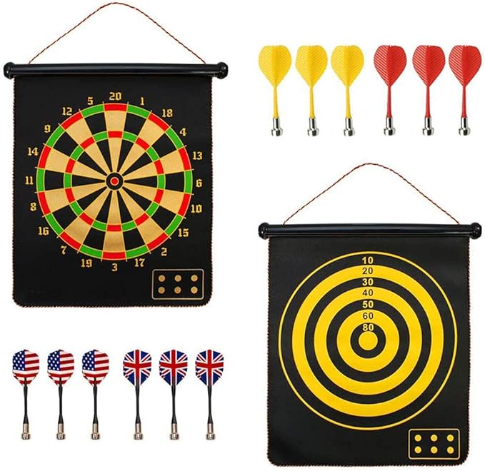 HelaCueil Magnetisch Kinder Doppelseitige Dartscheibe ∅38cm (mit 12 ...