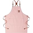 Amazon.com: AFUN Chef Aprons for Women Men with Large Pockets, Cotton Canvas Cross Back Water ...