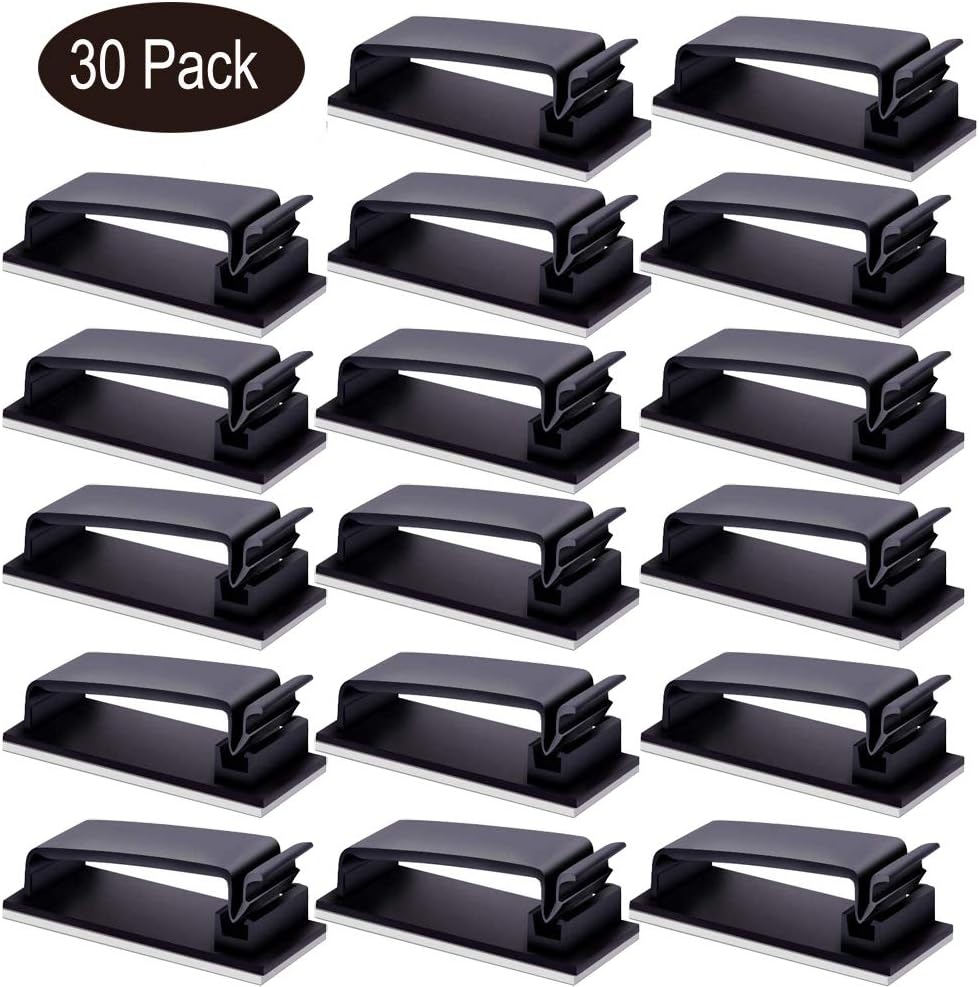 30 Packs Cable Management Clips, Wire Clamps with Strong Adhesive Pad ...