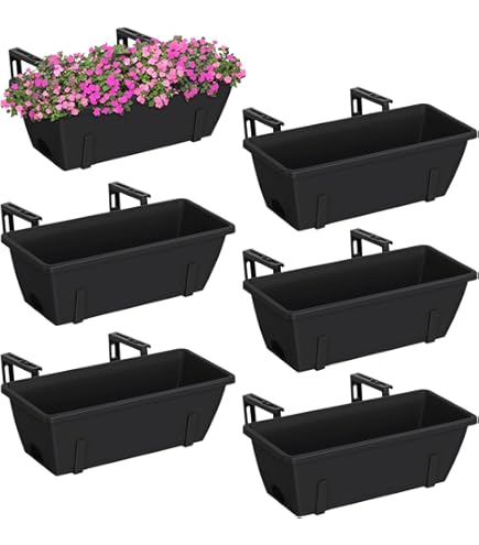 Bama Adjustable Railing Planter Black
