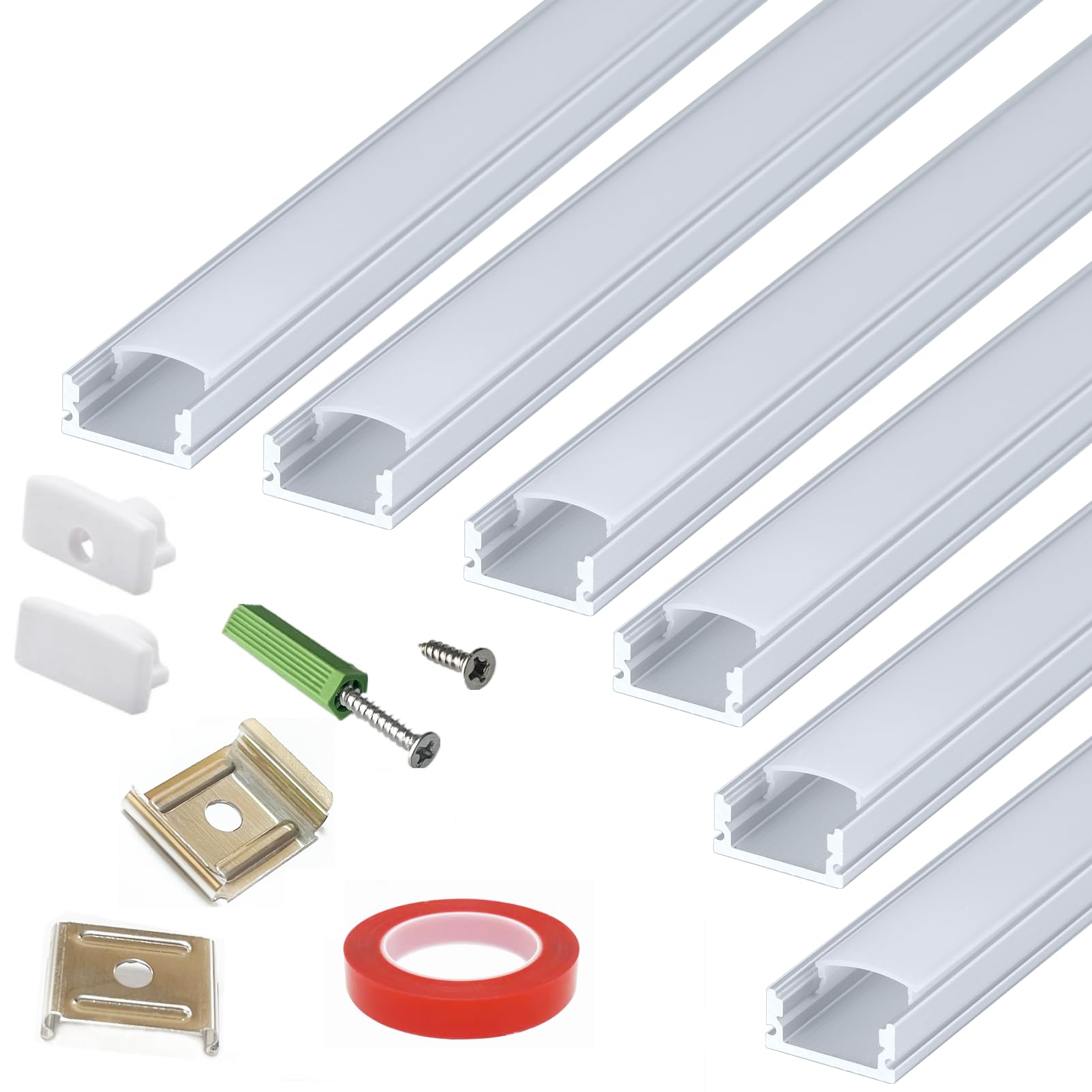 THMOOTHER LED Strip U Channel Diffuser 6-Pack 1FT,17X7.5MM Surface ...