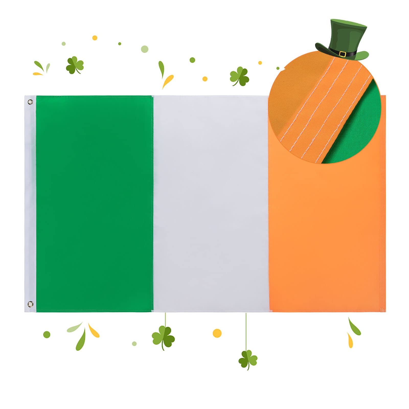 FLAGBURG Ireland Flag 3x5 FT, Irish Flags with Sewn Stripes (Not Print ...