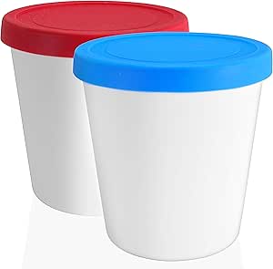 Amazon.com: LIN Ice Cream Storage Tubs with Lids 2-Pack - 1 Quart Round ...