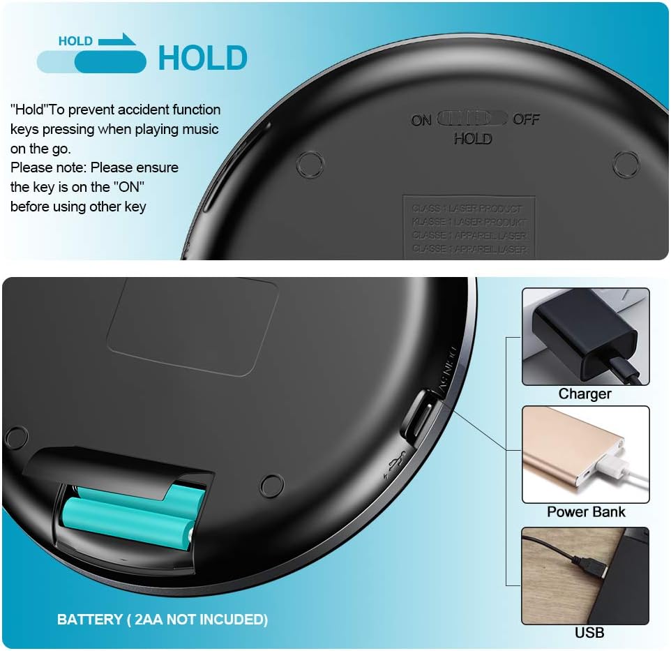 Gueray CD Player Portable Walkman with Headphones High Resolution ...