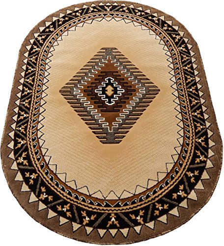 Amazon.com: KJGRUG Arizona Southwestern Oval Woven 6x8 Area Rug Beige ...