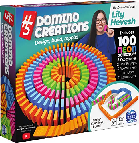 H5 Domino Creations 100-Piece Neon Kids Games for Game Night Building ...