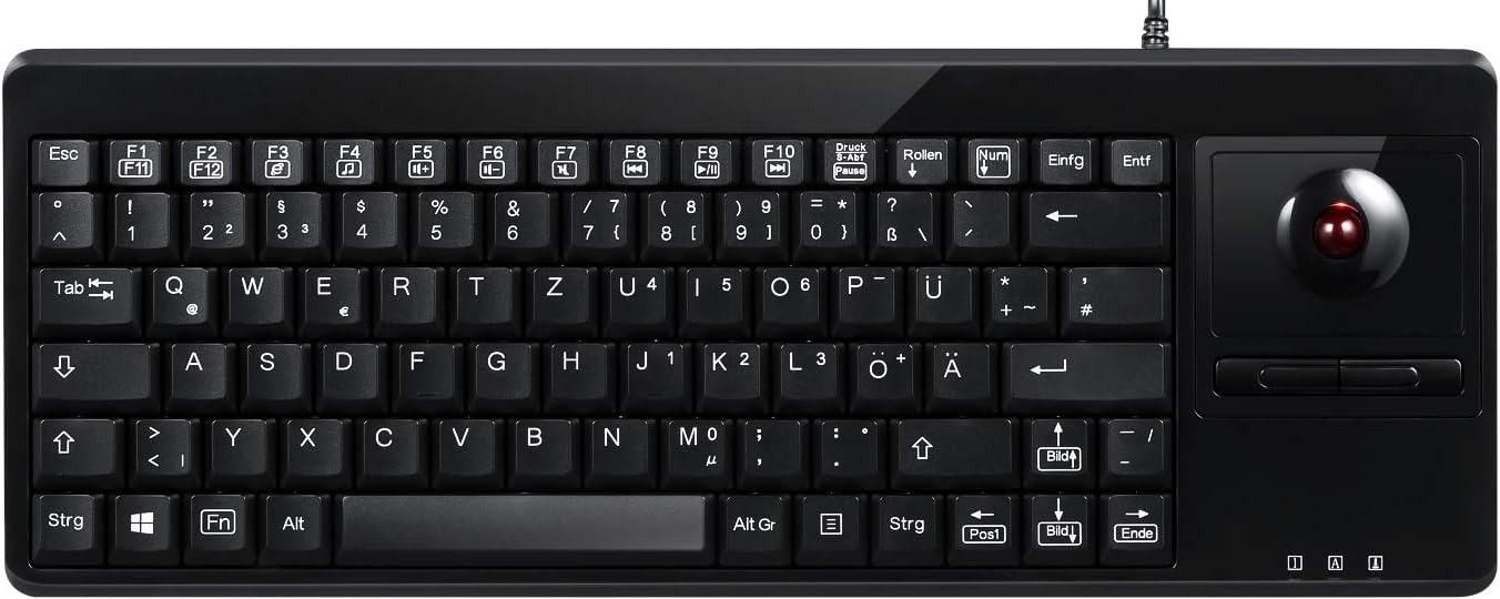 aixcase AIX-19KDETB Replacement Keyboard DE with Optical Trackball, USB ...