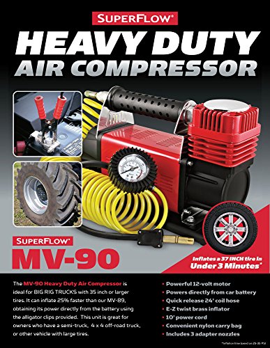 SuperFlow 12V HD Air Compressor Tire Inflator Ideal for Trucks, SUVs ...