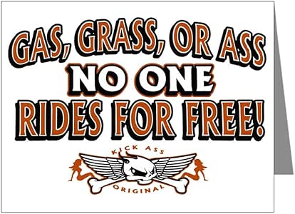 Amazon.com: Note Cards (10 Pack) Gas Grass or Ass No One Rides For Free ...