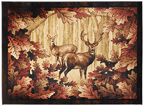Amazon.com: Rug Empire Rustic Lodge, Deer Area Rug, 63" W x 87" L ...