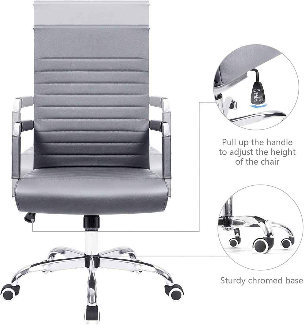 Mid Back Desk Chairs Ribbed Office Chair Adjustable Conference Swivel ...