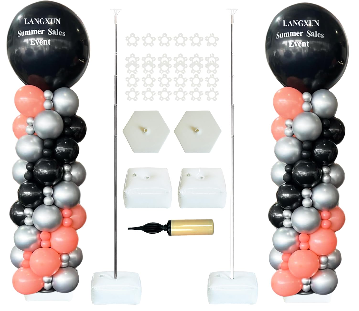 LANGXUN 2 Sets Adjustable 7ft DIY Balloon Column Stand Kits For ...