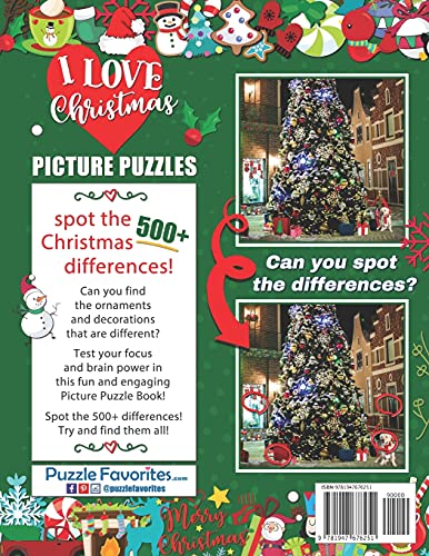 Spot the Difference "I Love Christmas" Picture Puzzles: Activity Book ...