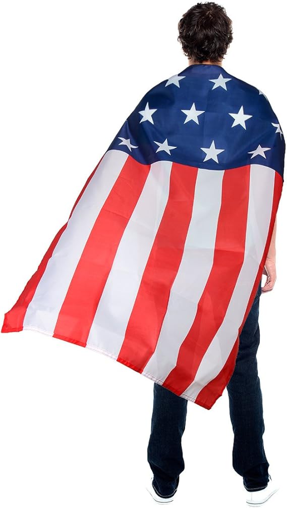 AMNPOLEN American Flag Costume Cape USA Patriotic Flag Cloak for Adult ...