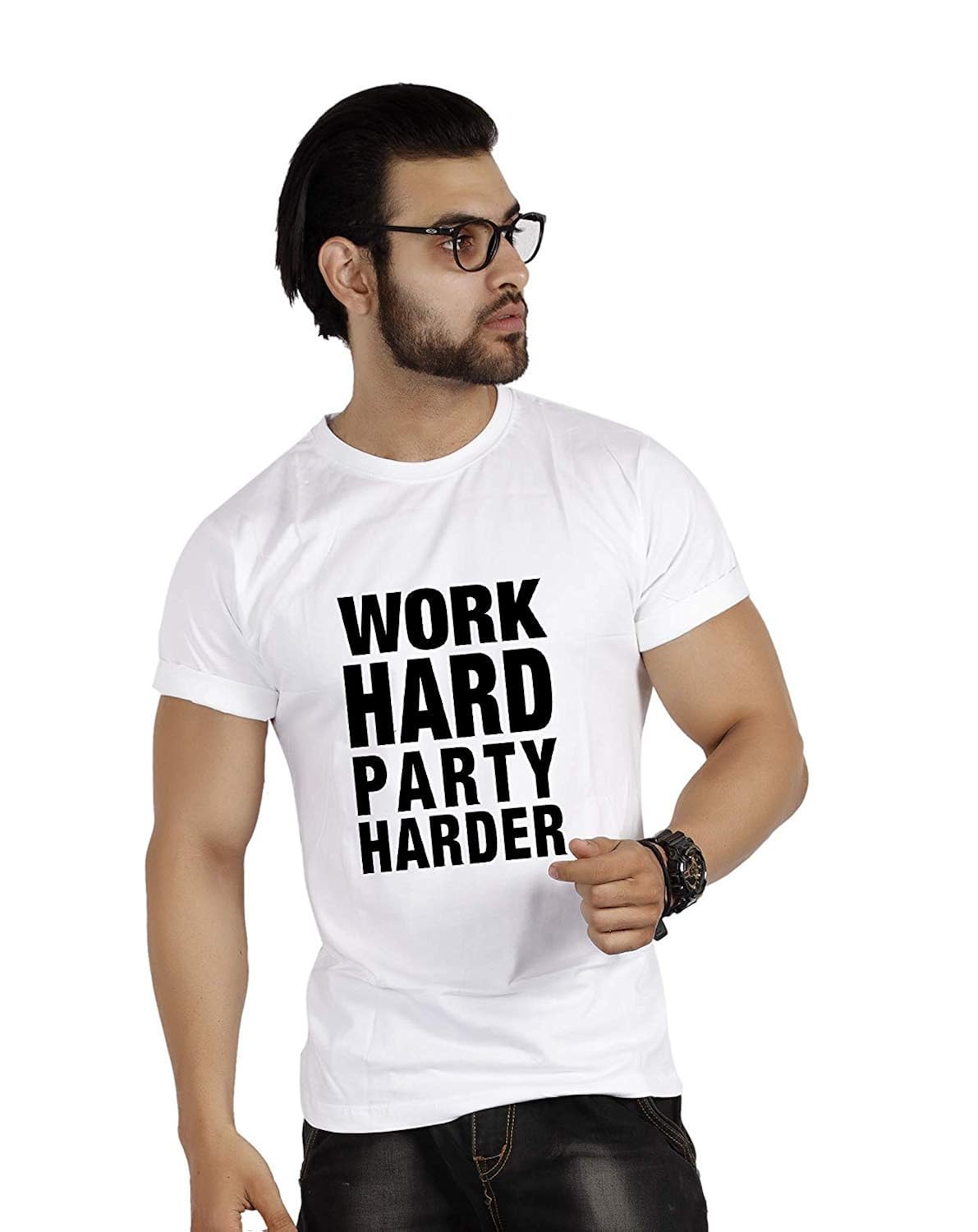 Buy TSTYLE.IN T Shirt for Men | Work Hard Party Harder - Funny Quote T ...