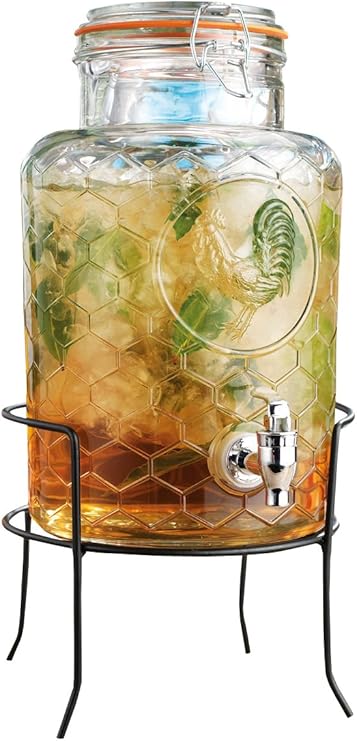 Amazon.com | Elegant Glass Beverage Dispenser with with Locking Clamp ...
