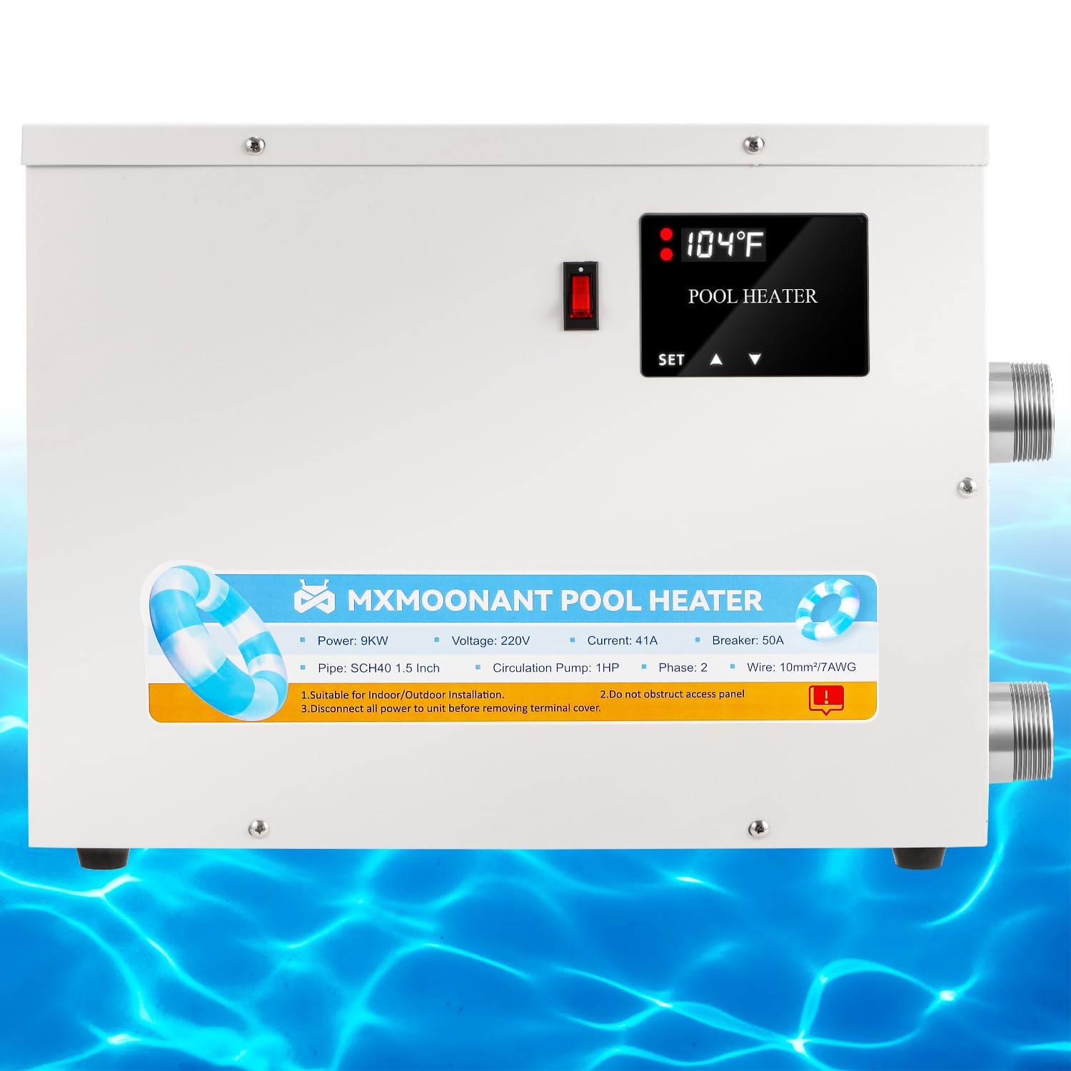 Mxmoonant Pool Heater 11KW 220V, Electric Swimming Pool Heaters Hot Tub ...