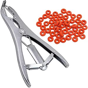 Amazon.com: MACGOAL Castration Tool and 100 Pieces Rubber Bands Castrator Bander Castration ...