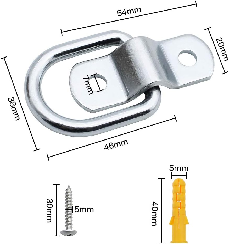 RtottiM 4 Pcs D Ring Lashing Point Heavy Duty D Ring Hooks Tie Down ...