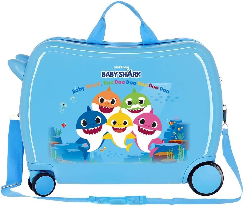 Baby Shark Shark Family Blue Kids Rolling Suitcase 50 x 38 x 20 cm ...