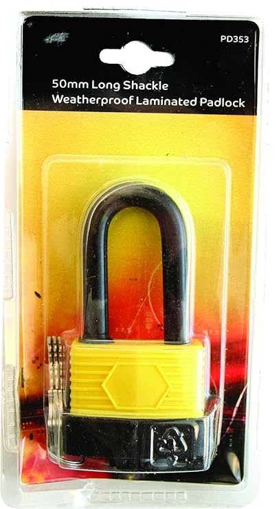 Blackspur BB-PD353 Long Shackle Weatherproof Laminated Steel Padlock ...