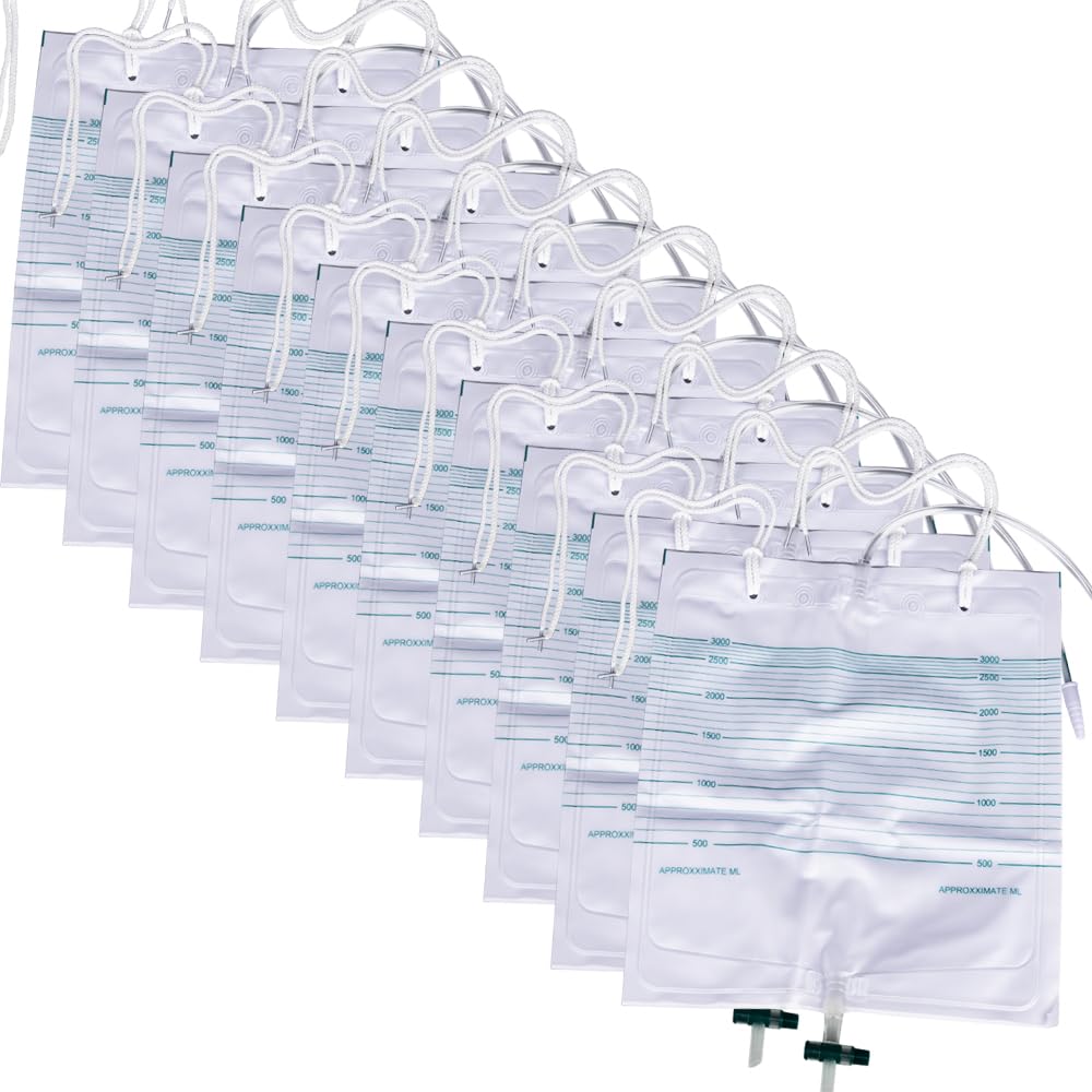 VWJ 3000mL Urinary Drainage Bags, 10 Packs Drain Bags with Anti-Reflux ...