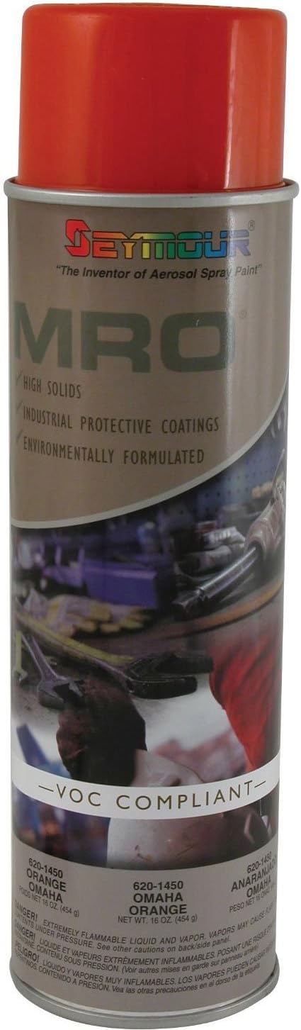 Seymour 620-1450 Industrial MRO High Solids Spray Paint, Omaha Orange ...