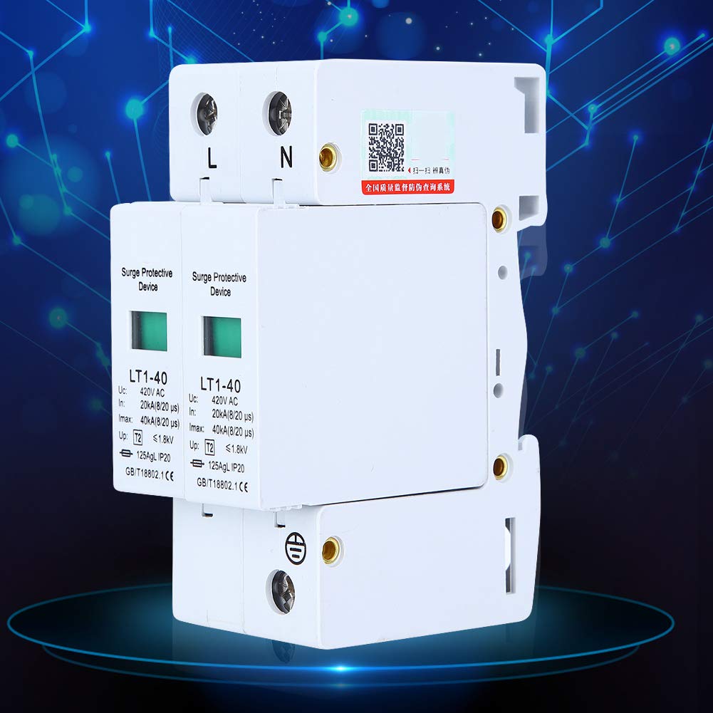 LT1-40 2P 40KA Surge Protector DIN Rail Power Surge Protection 420V Low ...