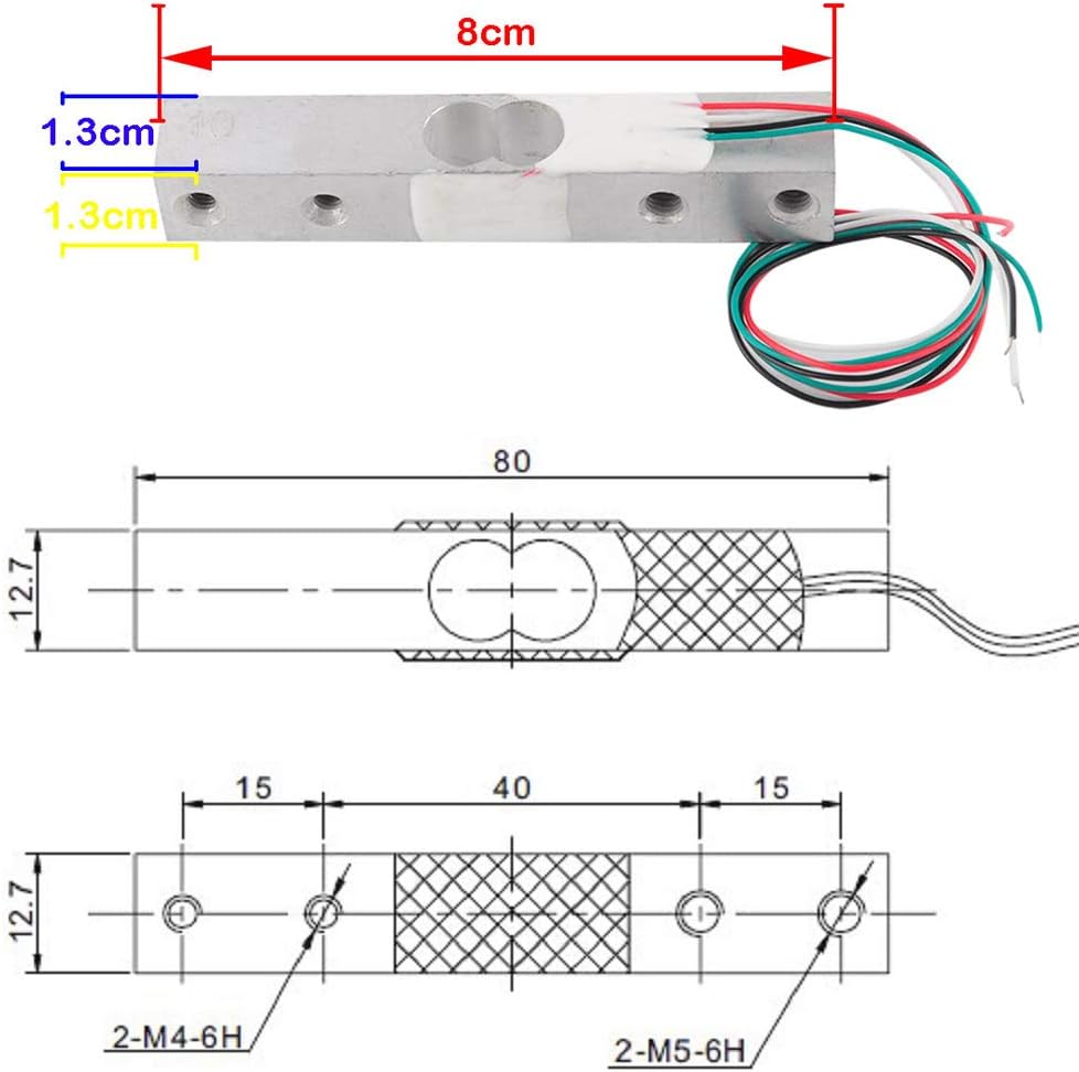 DIYmalls Load Cell 2kg Weight Sensor Electronic Kitchen Scale + HX711 ...