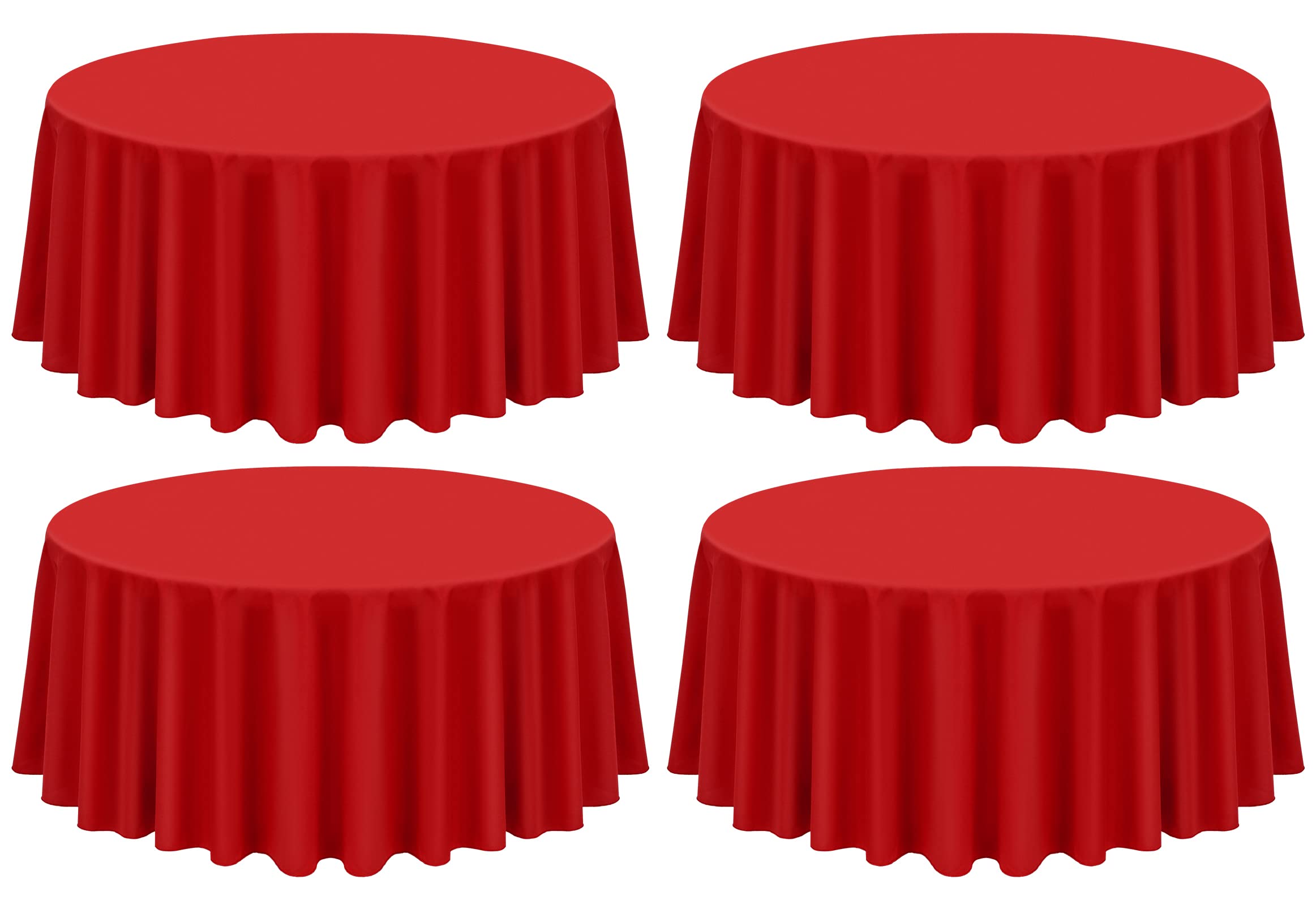 Showgeous 4 Pack Red Round Tablecloth 90 Inch Washable Polyester ...