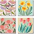 Amazon.com: 4 Pack Paint by Number for Adults Framed, Easy Flowers DIY Arts and Crafts for ...