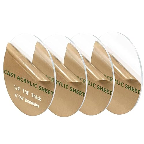 4 Pieces 1/8" Round Plexiglass Sheet, 6 Inch Diameter Clear Acrylic ...