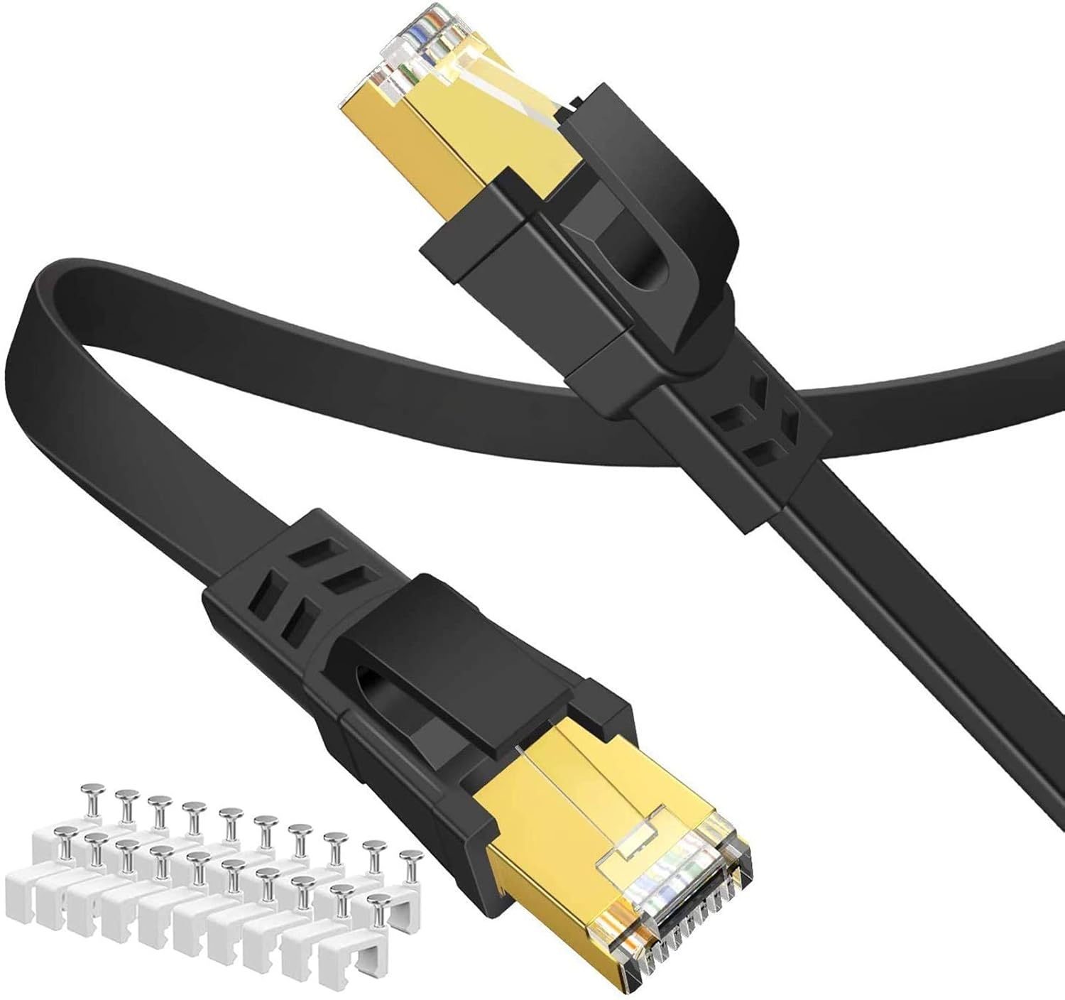 Cat8 Ethernet Cable 15M, Outdoor High Speed Network Cable 50Ft Flat ...